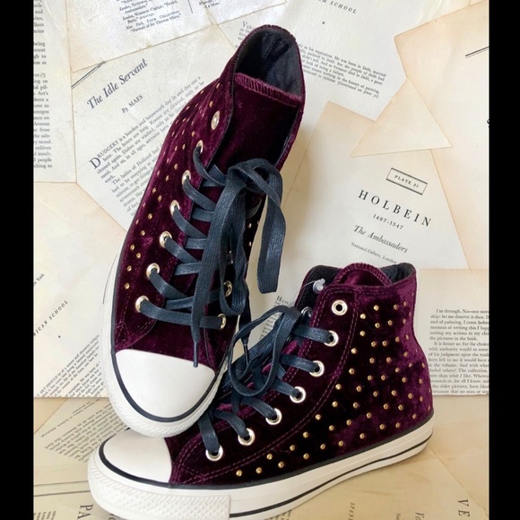 Converse | Shoes | Converse Purple Plum Velvet Studded Sneaker 7 | Poshmark